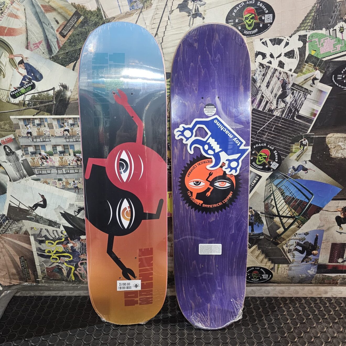 Tabla Toy Machine 8.25 x 32.00 in Ying Yang Sym - Peach and Bones Skateshop